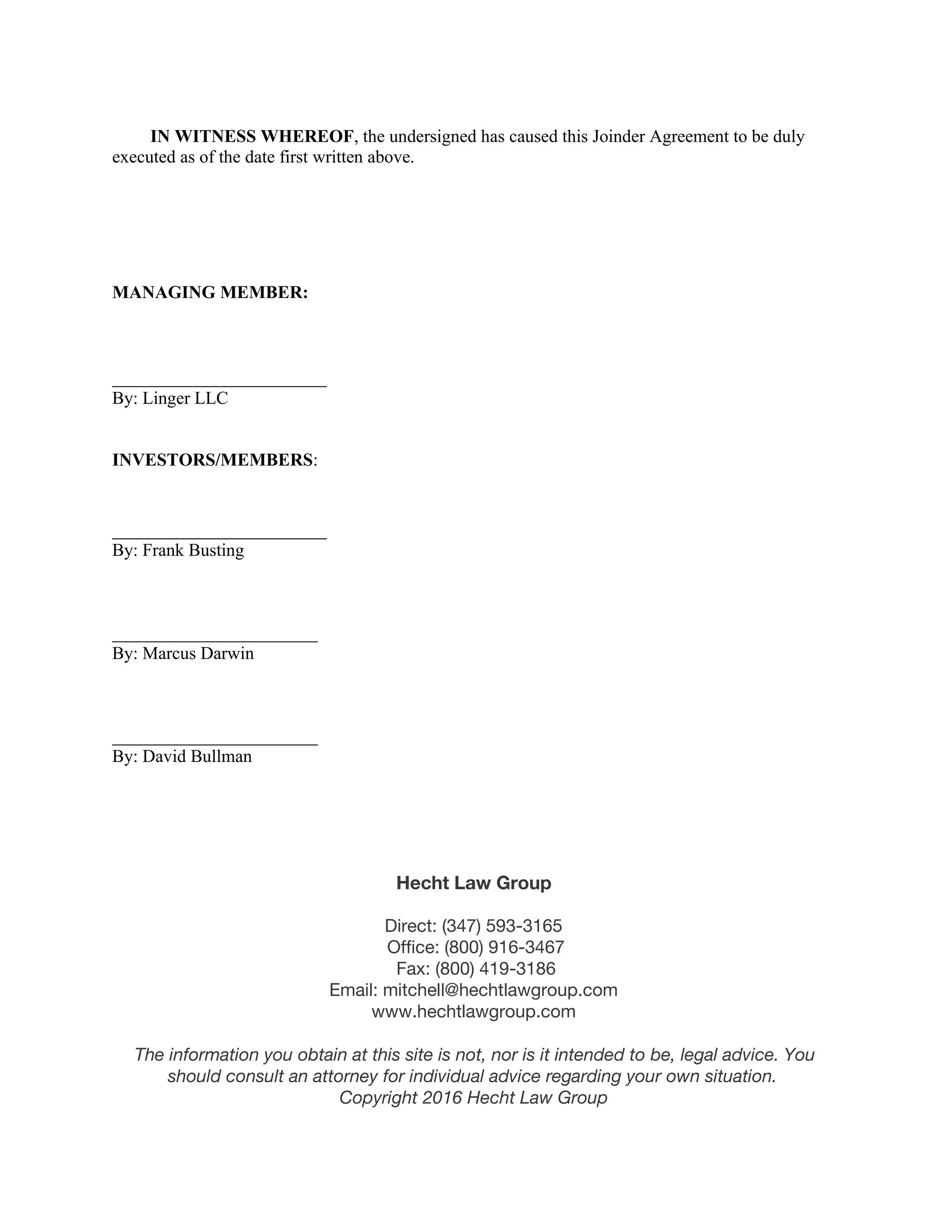 Joinder Agreement for Adding an LLC Member in New York | DOC