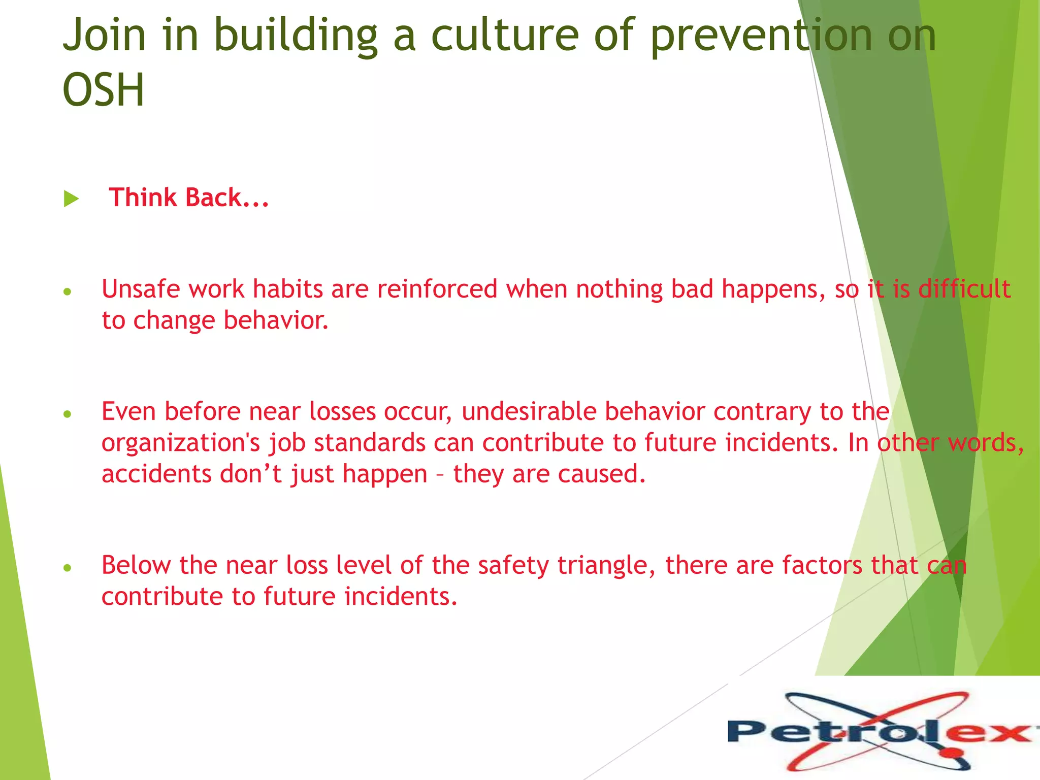 Join in building a culture of prevention on osh | PPT