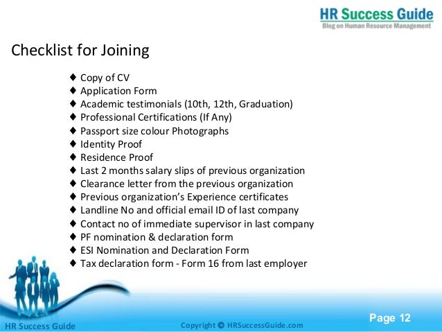 Employee Joining Formalities Flow Chart
