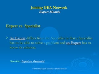 Joining GEA As An Expert | PPT