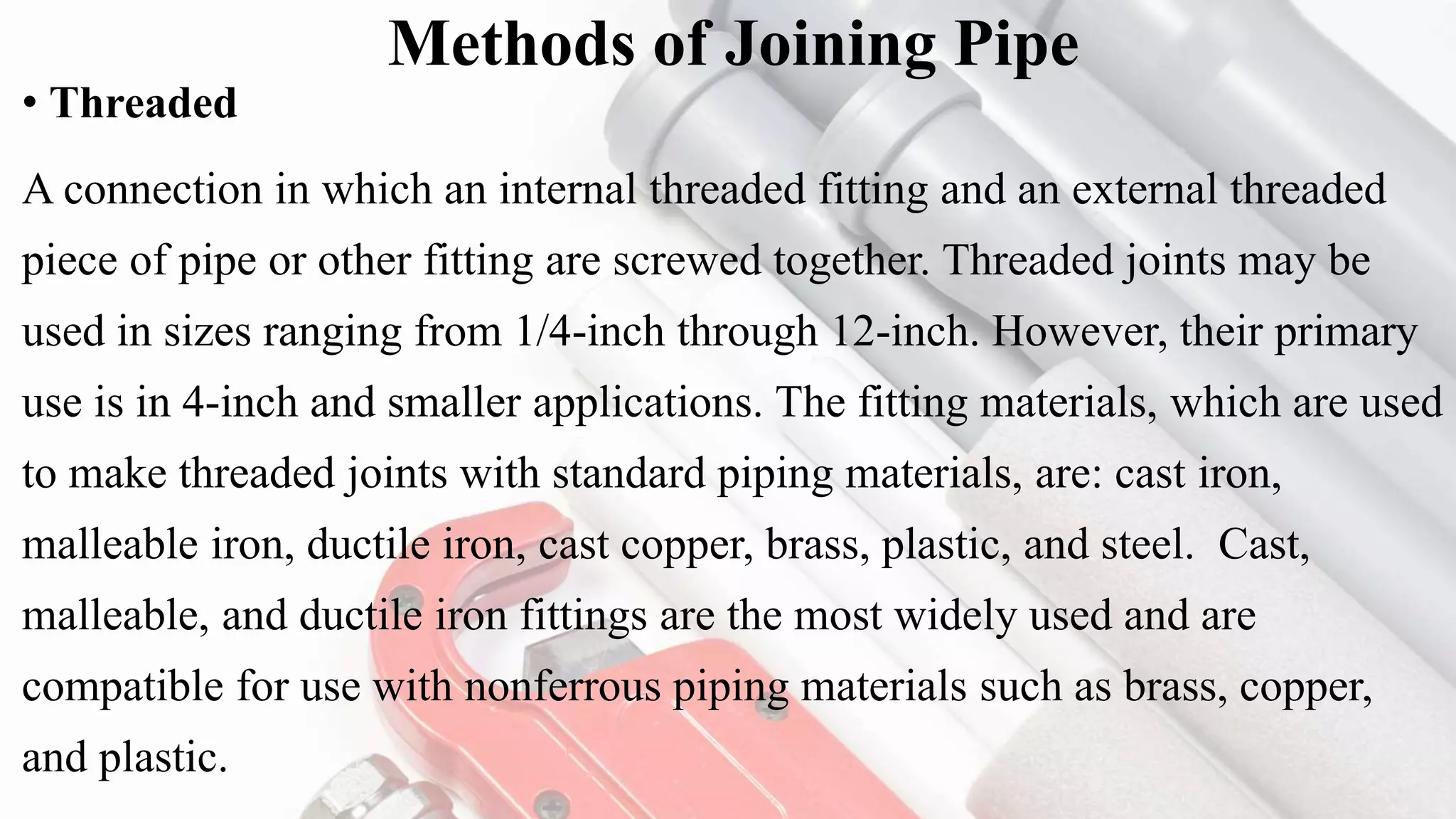 Joining pipes industrial technology- building and furniture design | PPTX