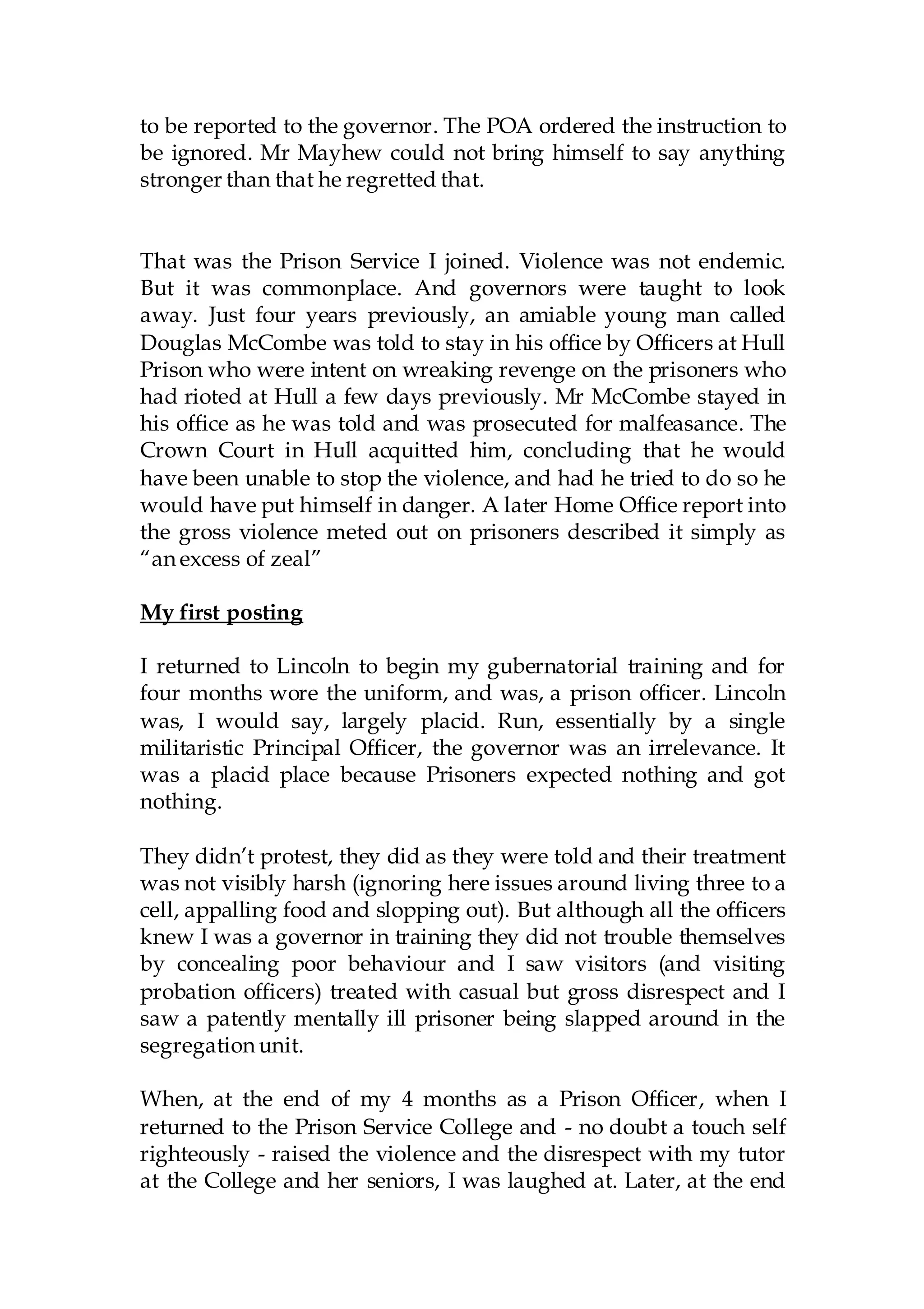 Joining the prison service brief reflections | DOCX