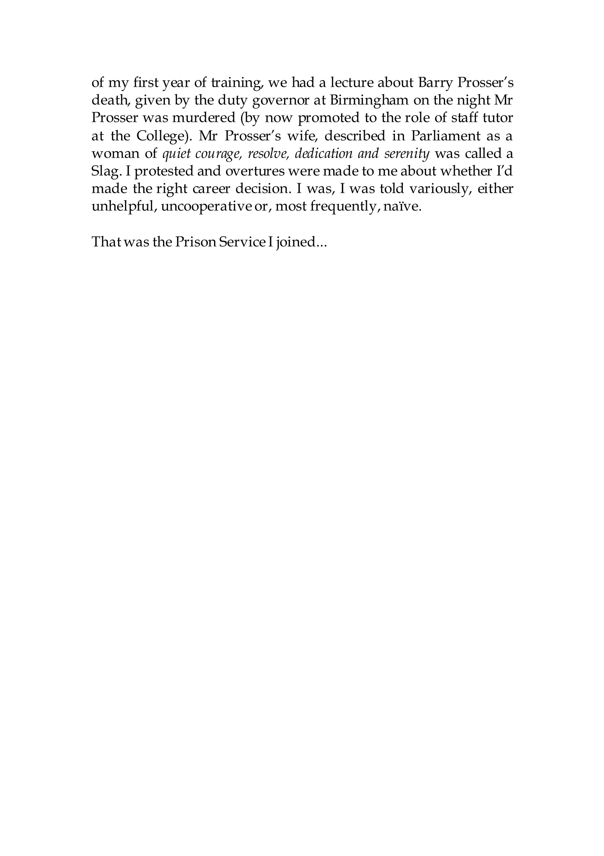 Joining the prison service brief reflections | DOCX