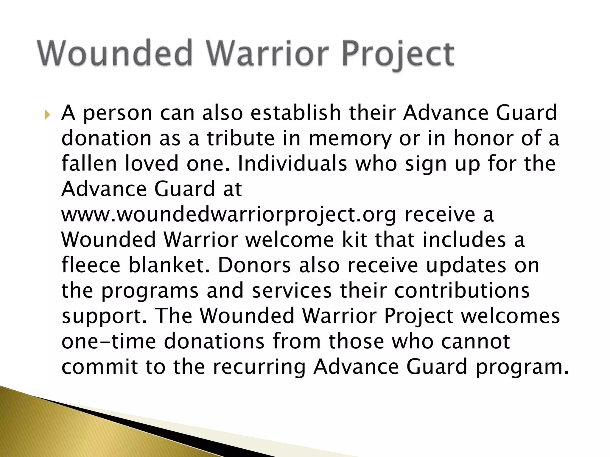 Joining the Wounded Warrior Project’s Advance Guard | PPT
