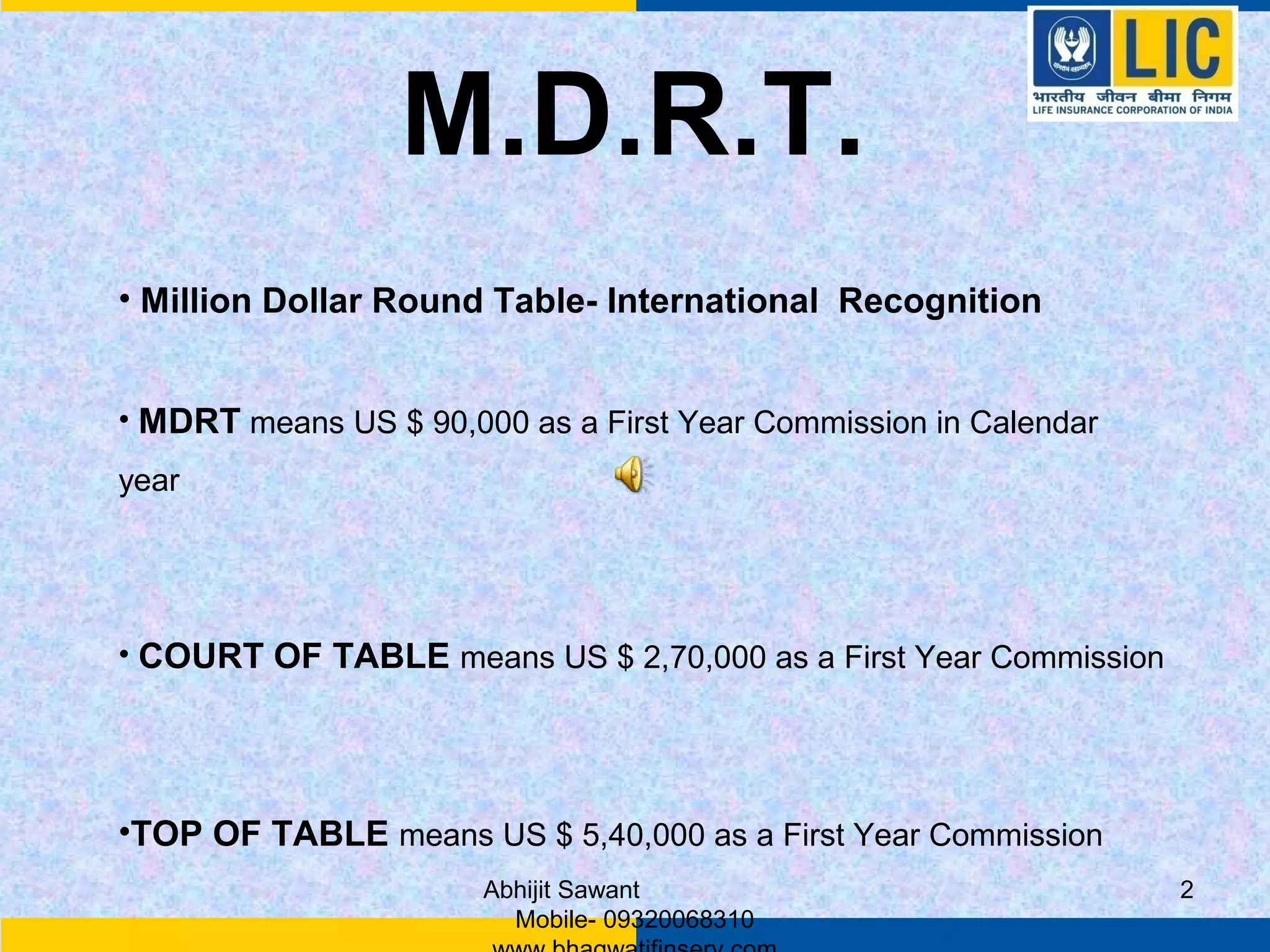 Join LIC as a MDRT Advisor | PPT