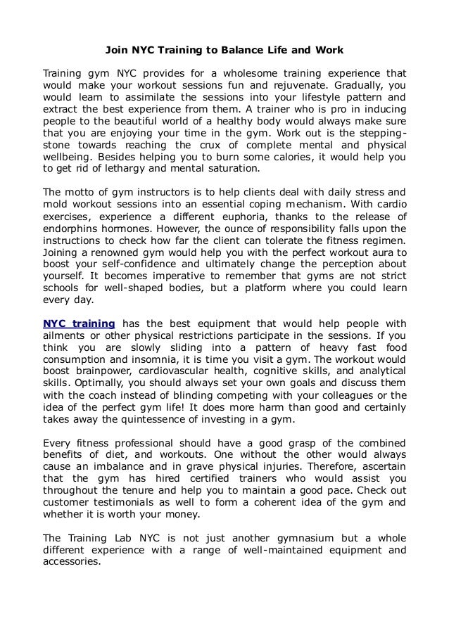 Join NYC Training to Balance Life and Work