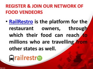 Join our Vendor Network-Railrestro | PPT
