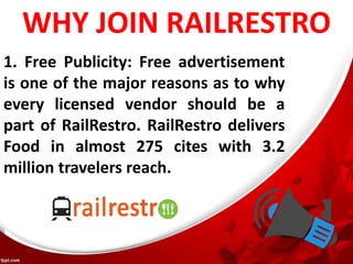 Join our Vendor Network-Railrestro | PPTX