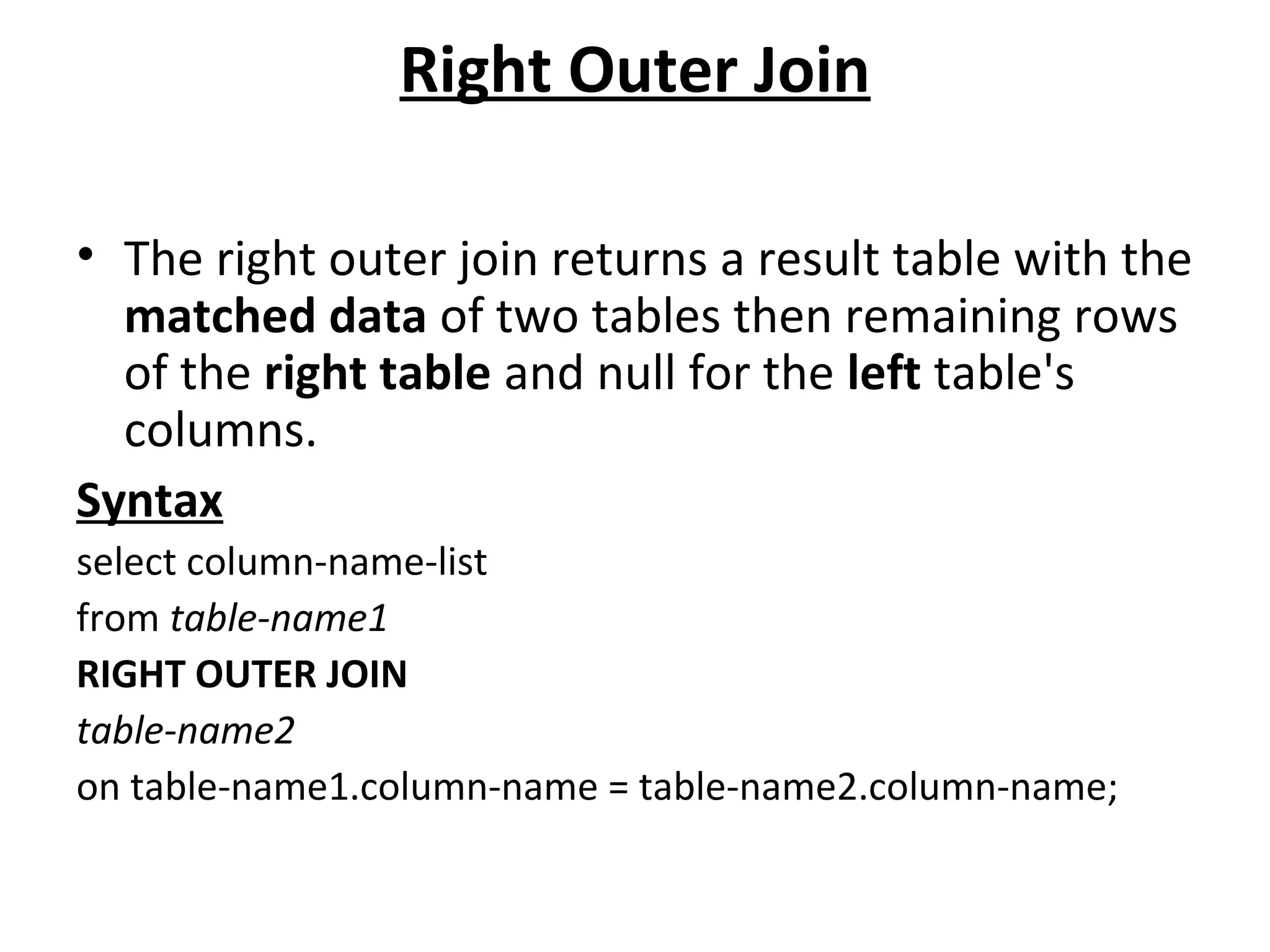 Joins in SQL | PPT