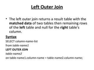 Joins in SQL | PPT