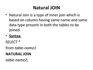 Joins in SQL | PPT
