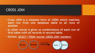 Joins | PPTX | Databases | Computer Software and Applications