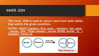 Joins | PPTX | Databases | Computer Software and Applications