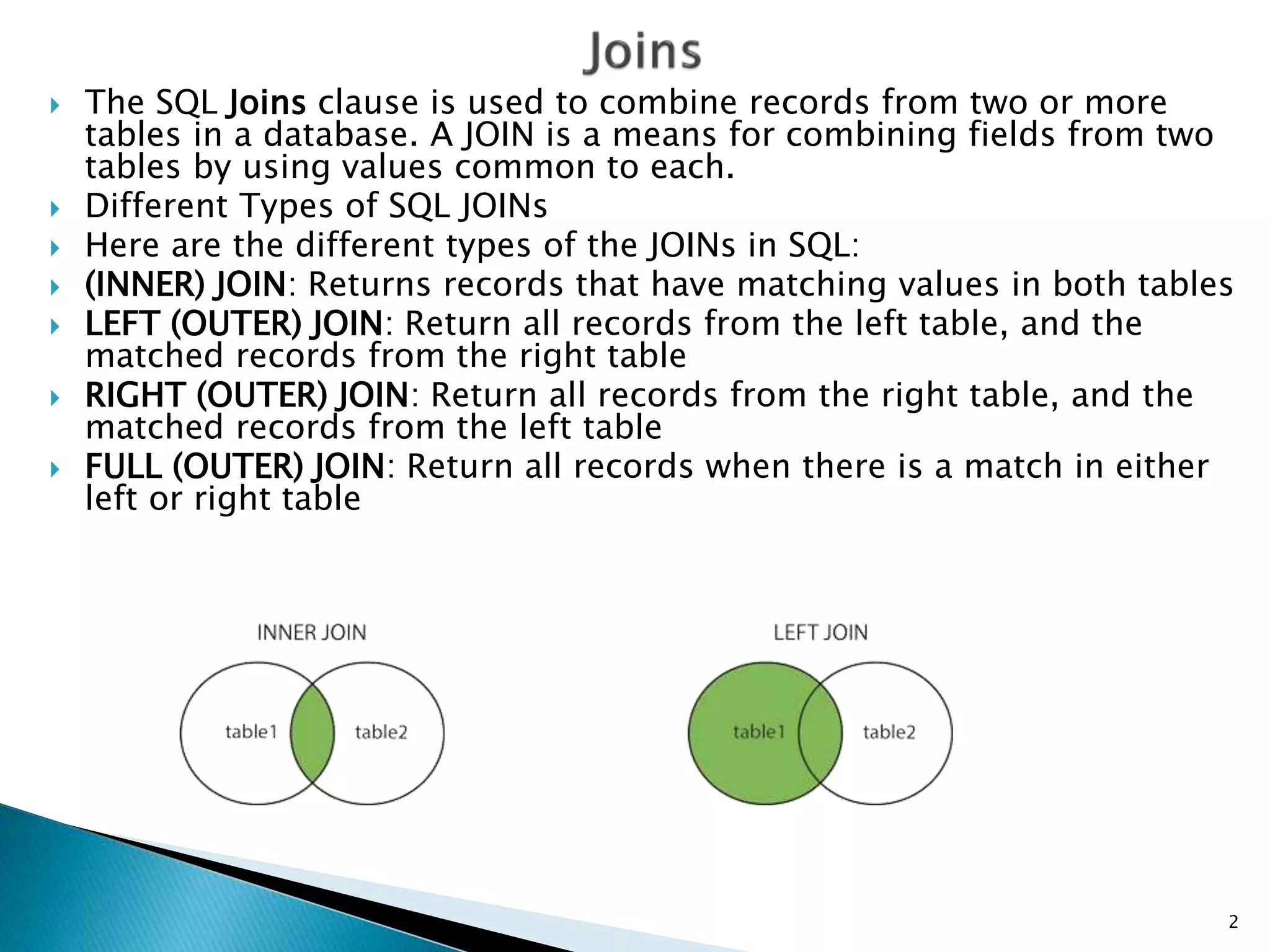 Joins in SQL | PPT