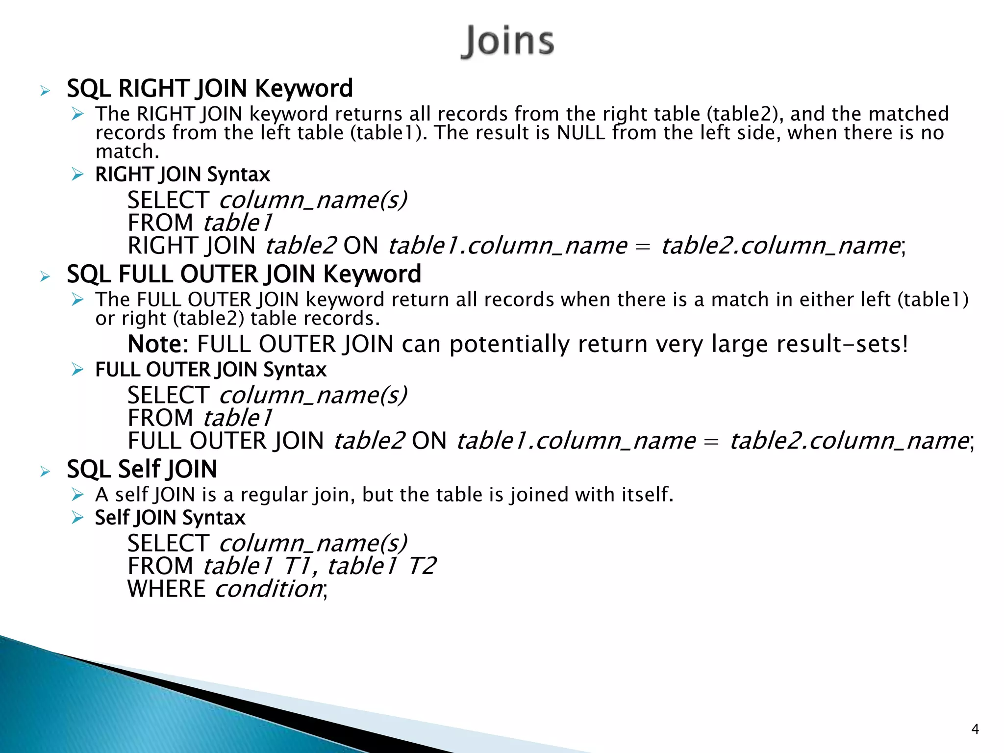 Joins in SQL | PPT
