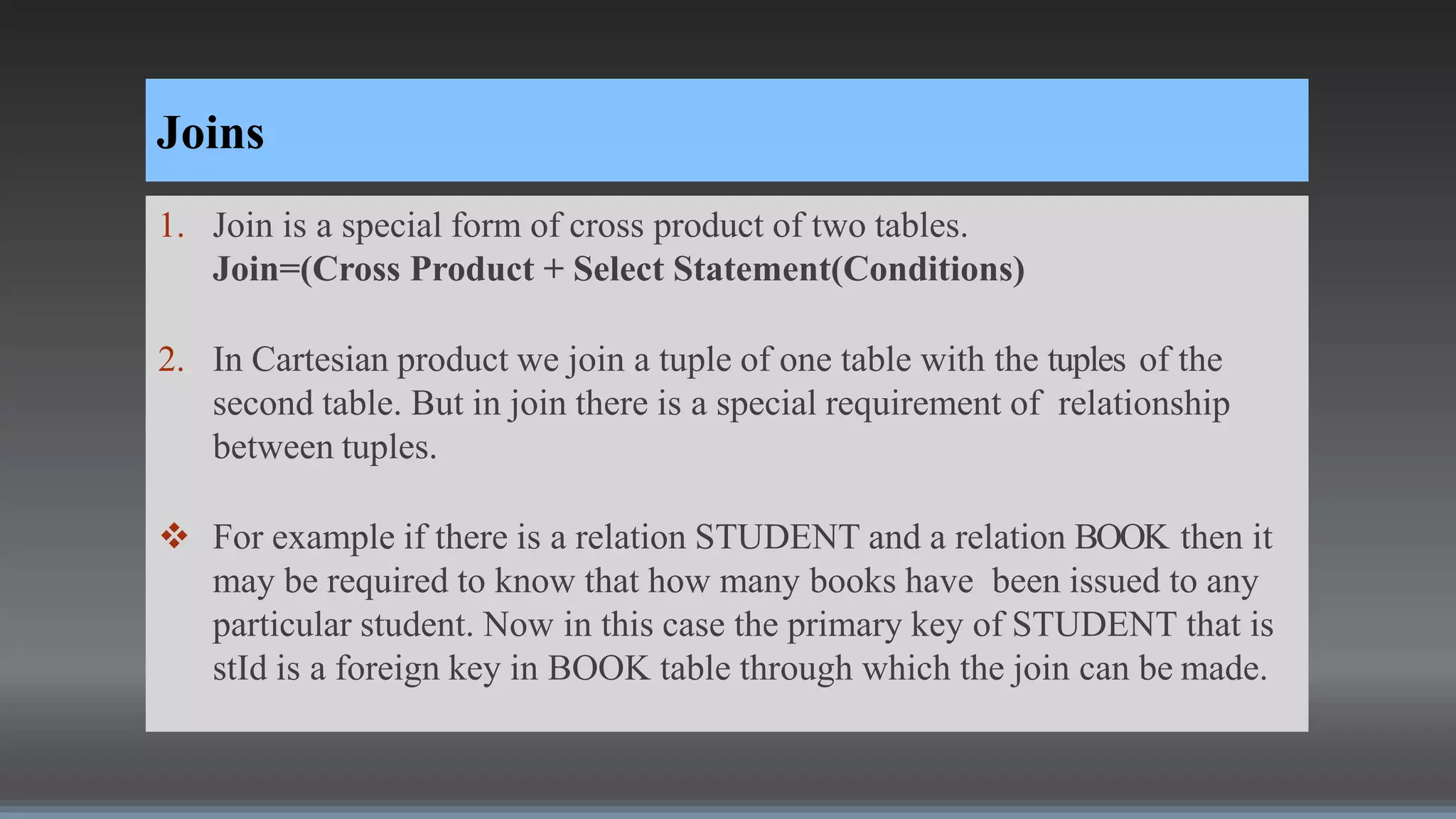 Presentation Of Joins In Database Pptx Databases Computer Software And Applications