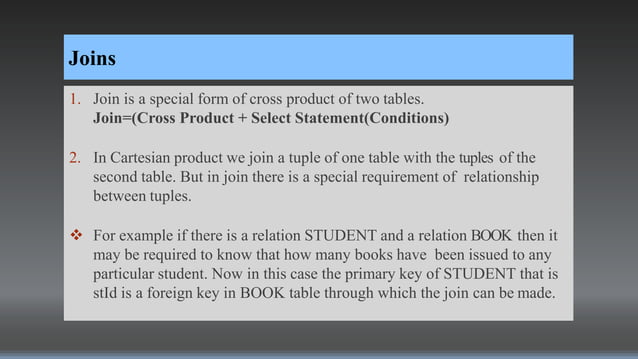 Presentation of Joins In Database | PPTX | Databases | Computer Software and Applications