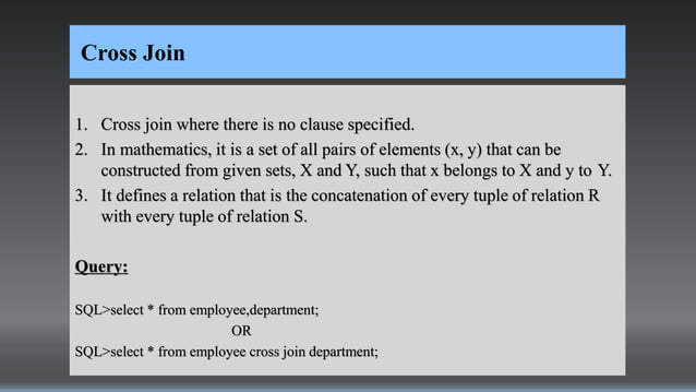 Presentation of Joins In Database | PPTX | Databases | Computer Software and Applications