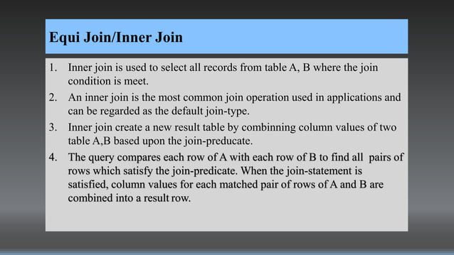 Presentation of Joins In Database | PPTX | Databases | Computer Software and Applications