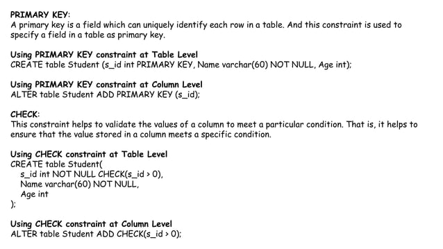 Joins & constraints | PPT
