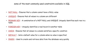 Joins & constraints | PPT