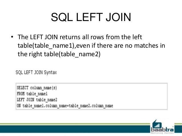 Joins and different types of joins dani