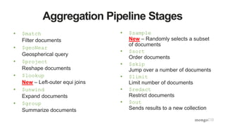 Joins and Other MongoDB 3.2 Aggregation Enhancements | PPT