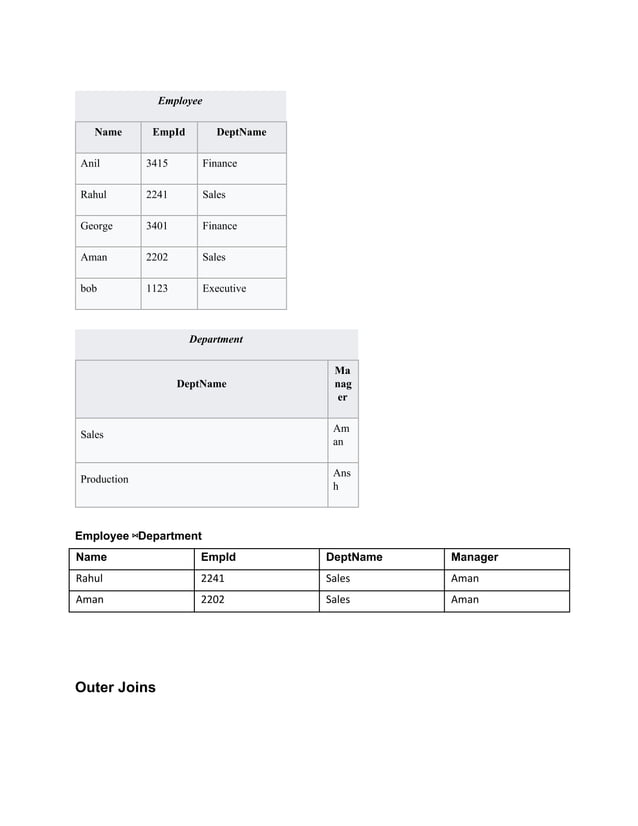 Joins in databases | PDF