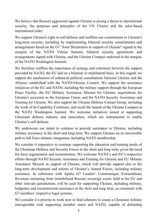 G7 Joint Declaration on Defence, October 2024 | PDF