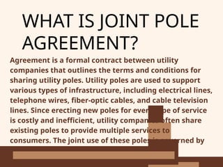 JOINT-POLE-AGREEMENT. Ppt. A slide show of joint pole report | PPTX