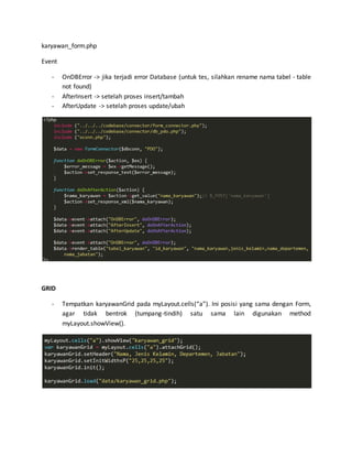 Belajar Pemrograman Berbasis Web PHP DHTMLX Part 7 - Join Tables CRUD | DOCX