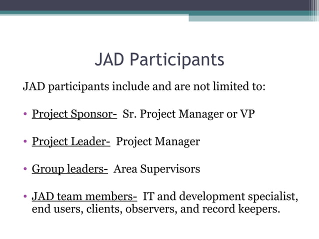 Joint application development(jad) 97version | PPT