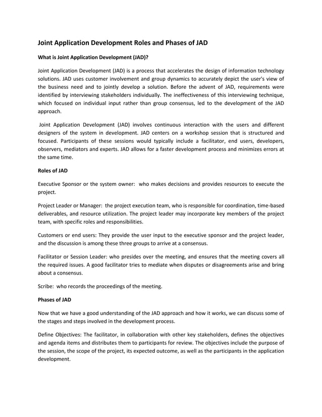 Joint applicaton development | PDF