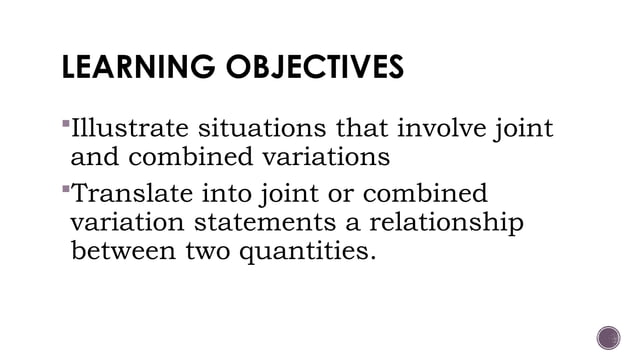 POWERPOINT IN JOINT & COMBINED VARIATIONS pptx | PPTX | Physics | Science