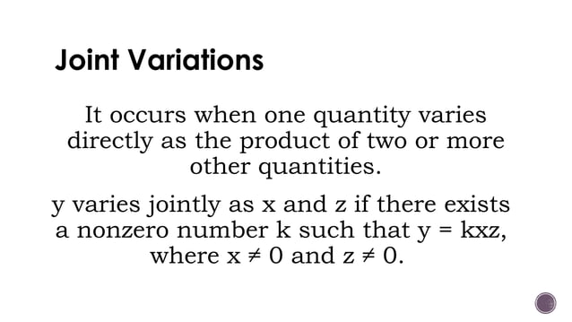 POWERPOINT IN JOINT & COMBINED VARIATIONS pptx | PPTX | Physics | Science