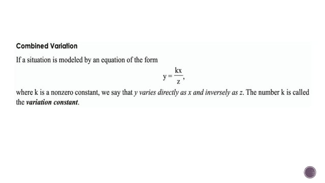 POWERPOINT IN JOINT & COMBINED VARIATIONS pptx | PPTX | Physics | Science