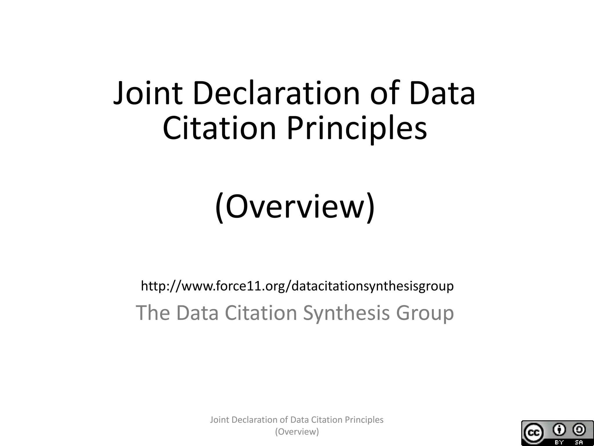 Joint data citation principles slide set v2 | PPTX