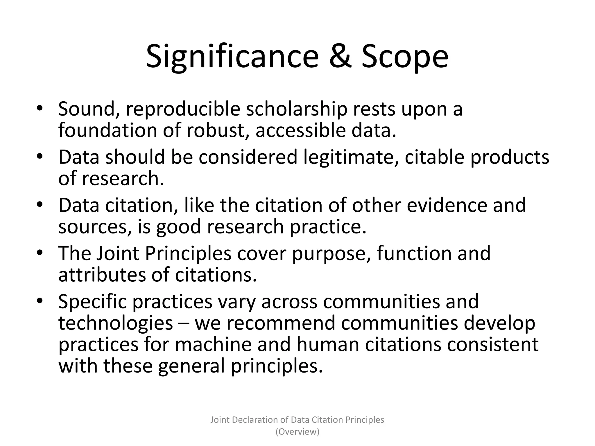 Joint data citation principles slide set v2 | PPTX