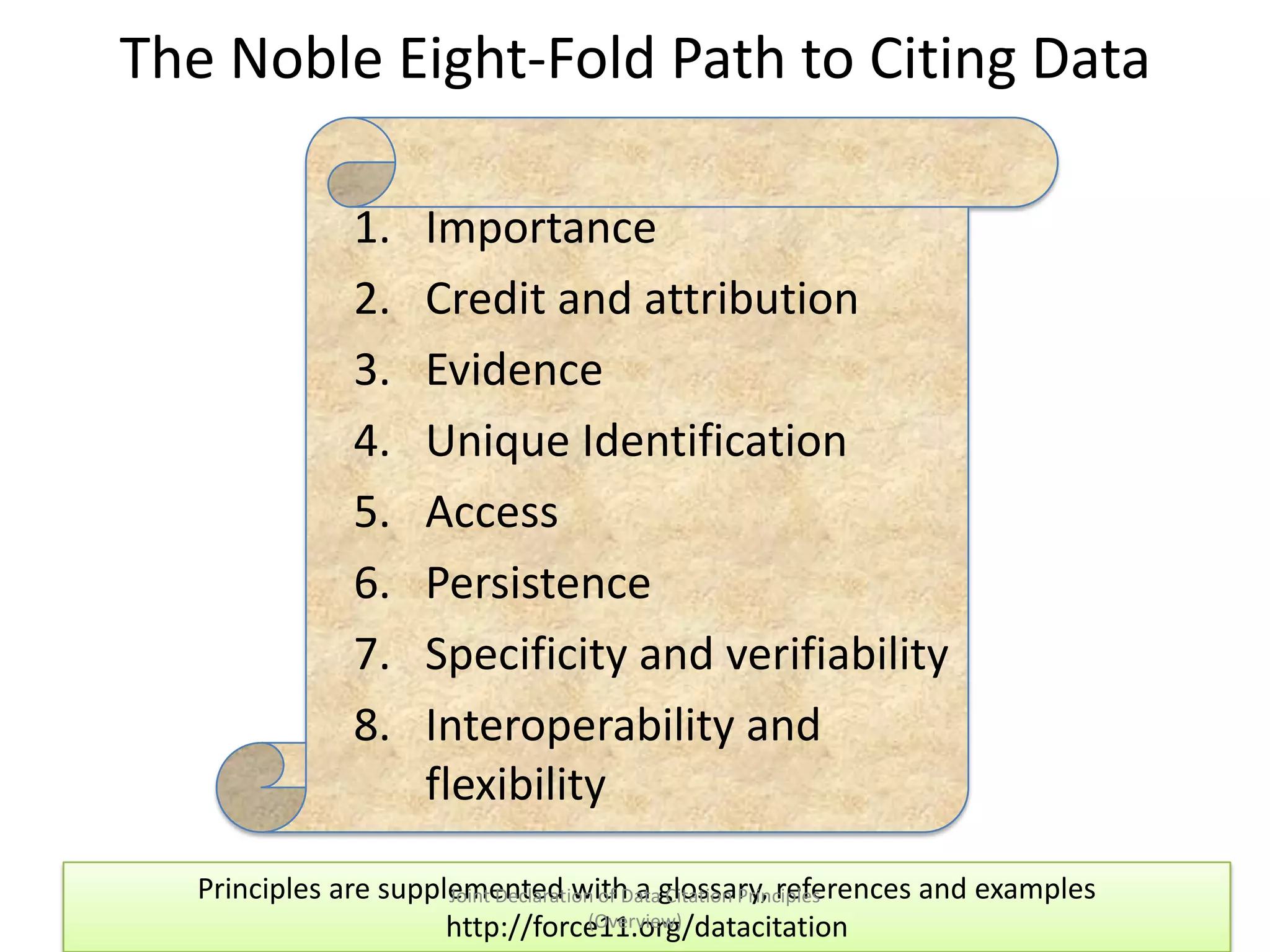 Joint data citation principles slide set v2 | PPTX