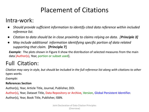 Joint data citation principles slide set v2 | PPTX