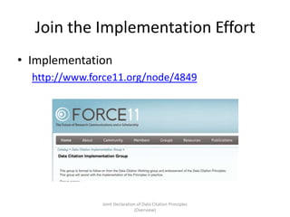 Joint data citation principles slide set v2 | PPTX
