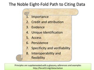 Joint data citation principles slide set v2 | PPTX