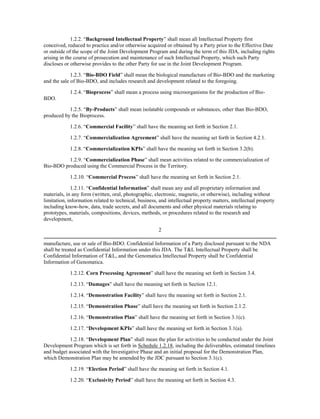 Elevation Insights™ | Joint development agreement (Genomatica & Tate & Lyle) | PDF