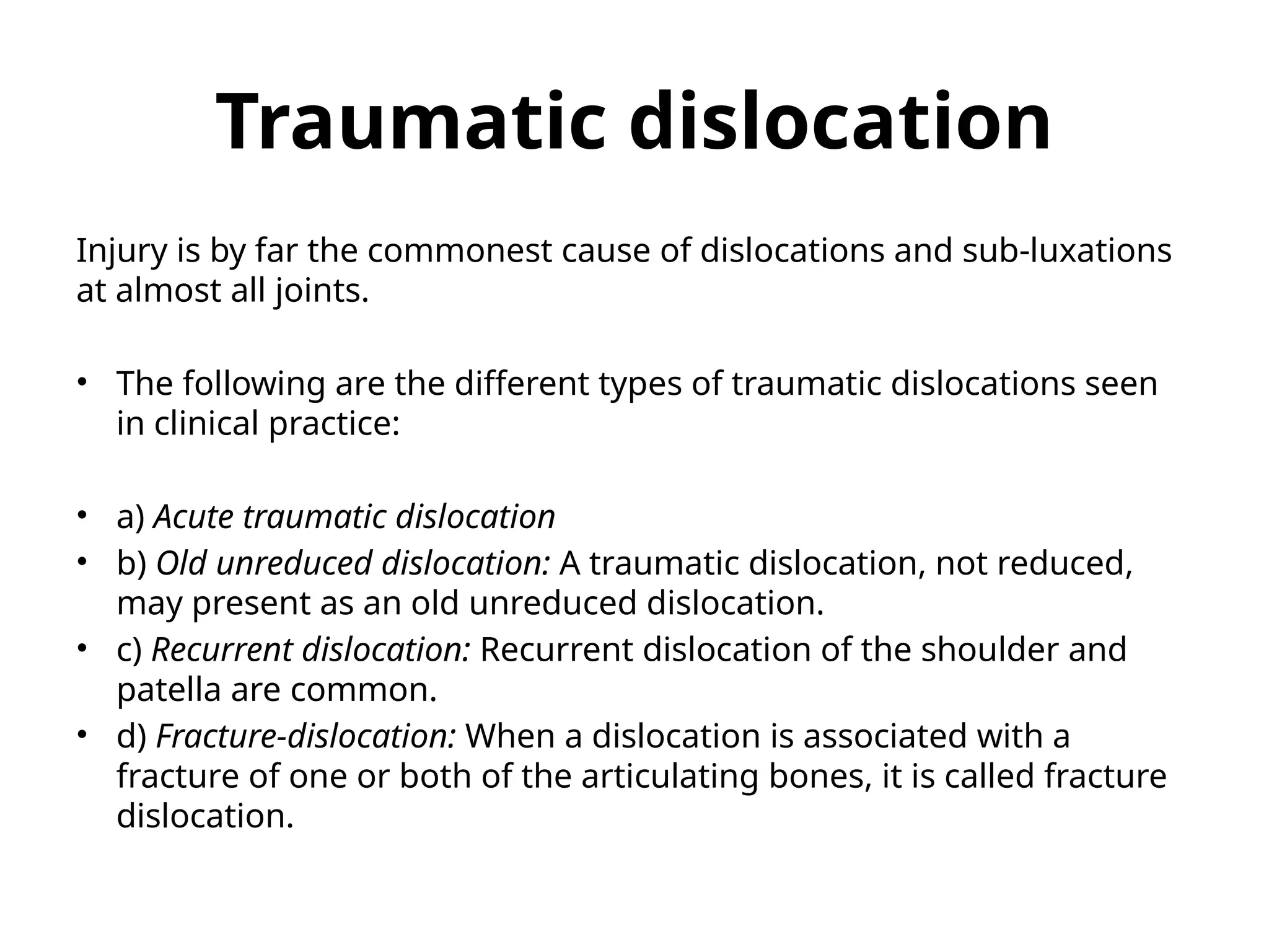 Dislocation of major joints ( Shoulder , hip and knee) | PPTX