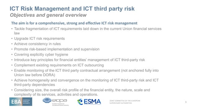 ICT Risk Management and ICT third party risk Objectives | PPT