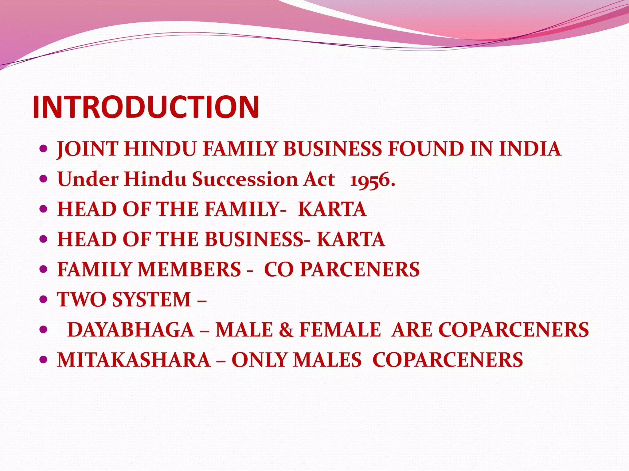 Joint hindu family @ cooperative ppt2 | PPT