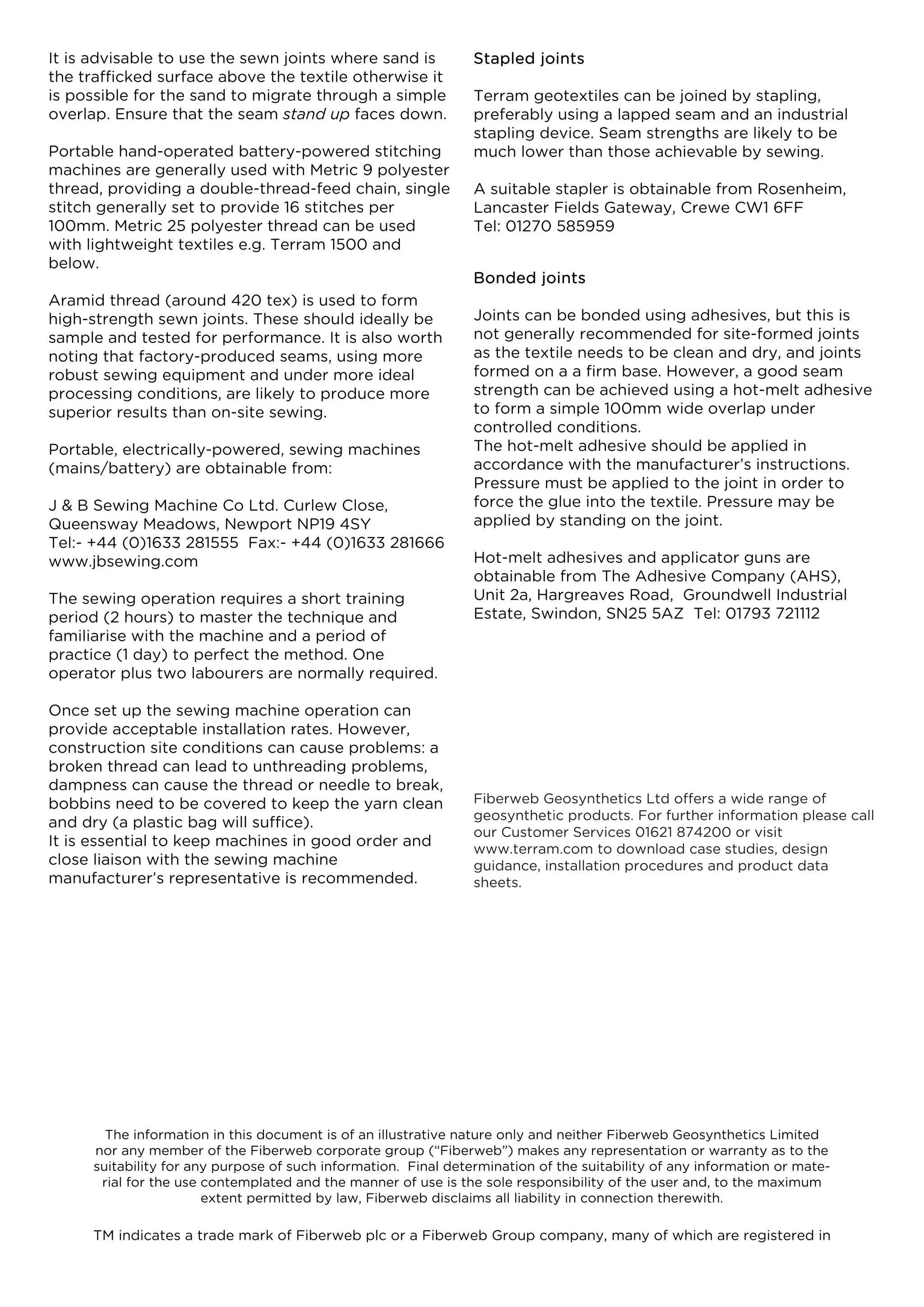 Jointing methods for_geotextiles_2 | PDF