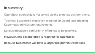 Joint OpenStack Kubernetes Environment (OpenStack Summit) | PPT