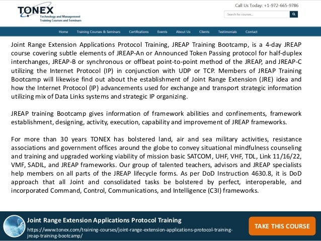 Joint Range Extension Applications Protocol Jreap Training