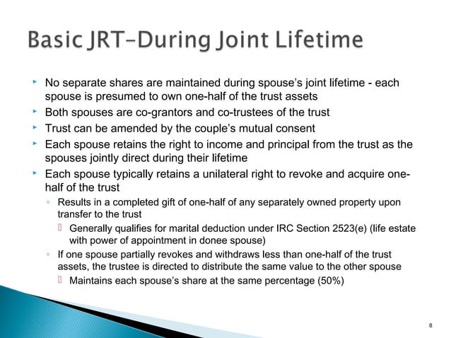 Joint Revocable Trusts Update | PPT | Life Insurance | Insurance